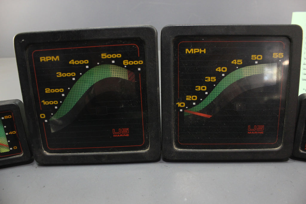 Boat Gauge Set Bayliner US Marine Faria Square Gauges Black RPM Speedo ...