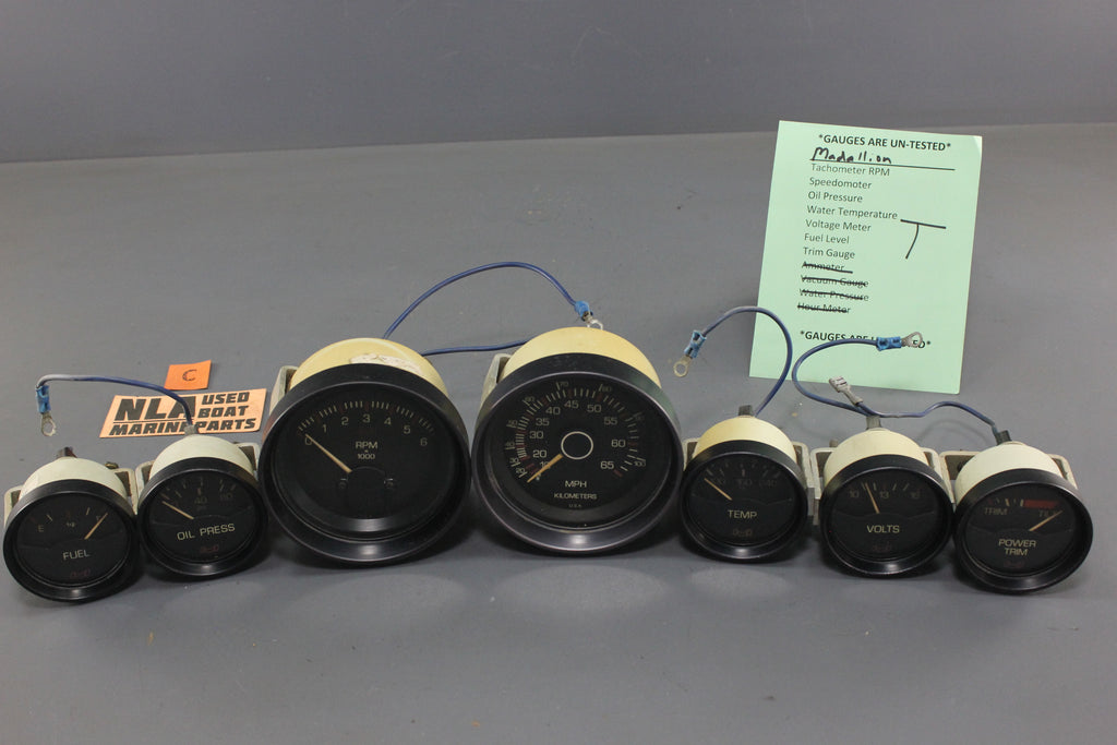 Boat Gauge Set Medallion Red White Speedometer RPM Gauges Oil Fuel Tri ...