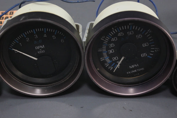Boat Gauge Set Medallion Blue White Speedometer RPM Gauges Oil Fuel Tr ...