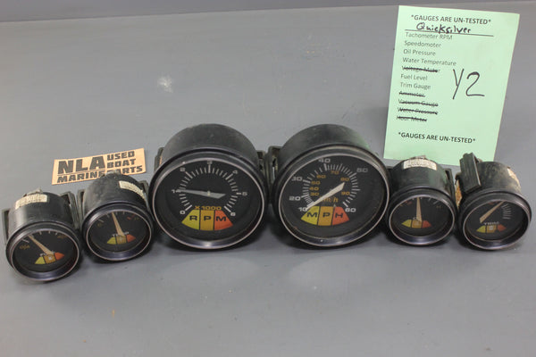 Gauge Set Quicksilver Gauges RPM Speedometer Tachometer Water Temp Fue ...
