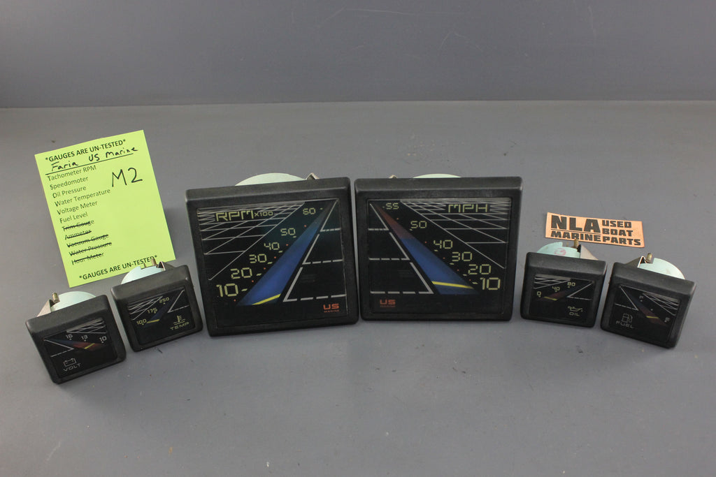 Boat Gauge Set Bayliner US Marine Faria Square Gauges Black RPM Grid F ...