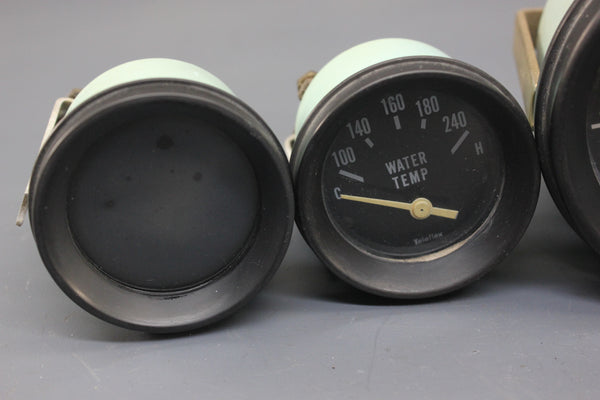 Boat Gauge Set Teleflex Black White RPM Tachometer Temp Fuel Oil Press ...