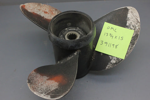 OMC 391198 Johnson Evinrude 13.75x15P 13 3/4" Pitch Prop Propeller Cob ...