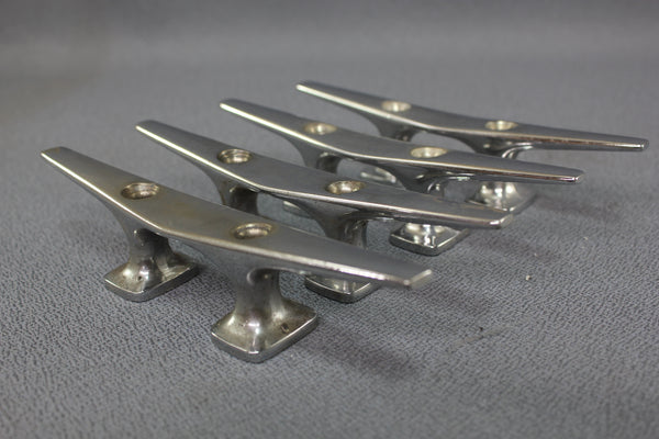 Boat Marine Cleat Cleats 6 3/8" Dock Tie-Off Set of 4 Chrome Open Base ...